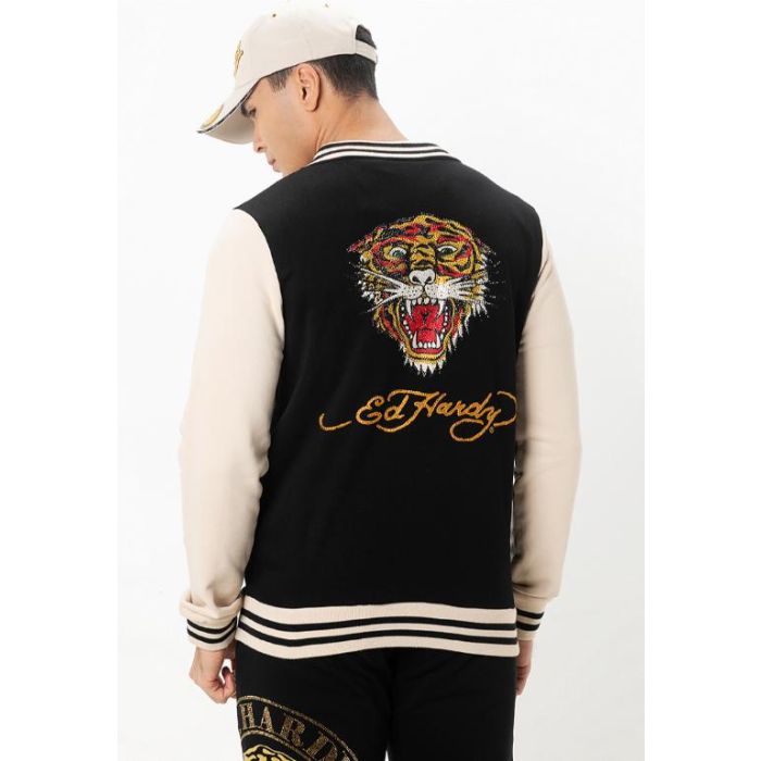 Ed Hardy Signature Tiger Varsity Jacket – Unisex EUHD021-BK/KH-GHPO